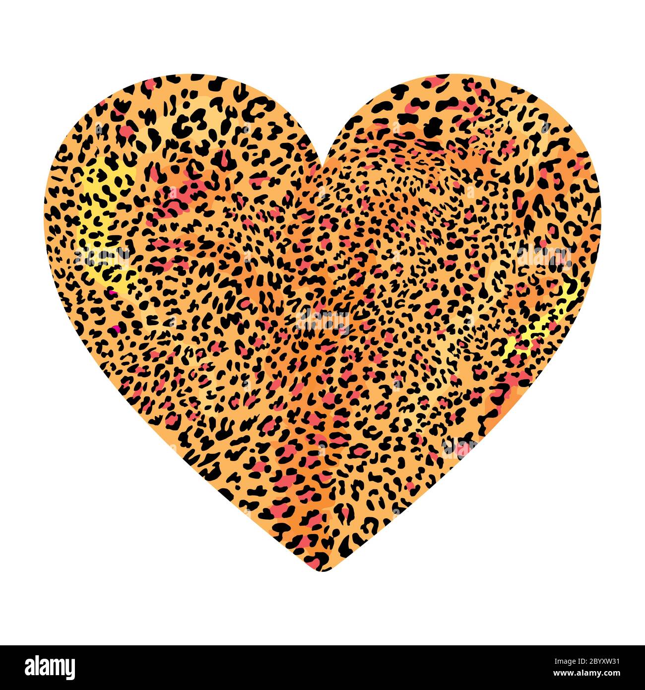 t-shirt design with vector illustration of a animal print heart ...