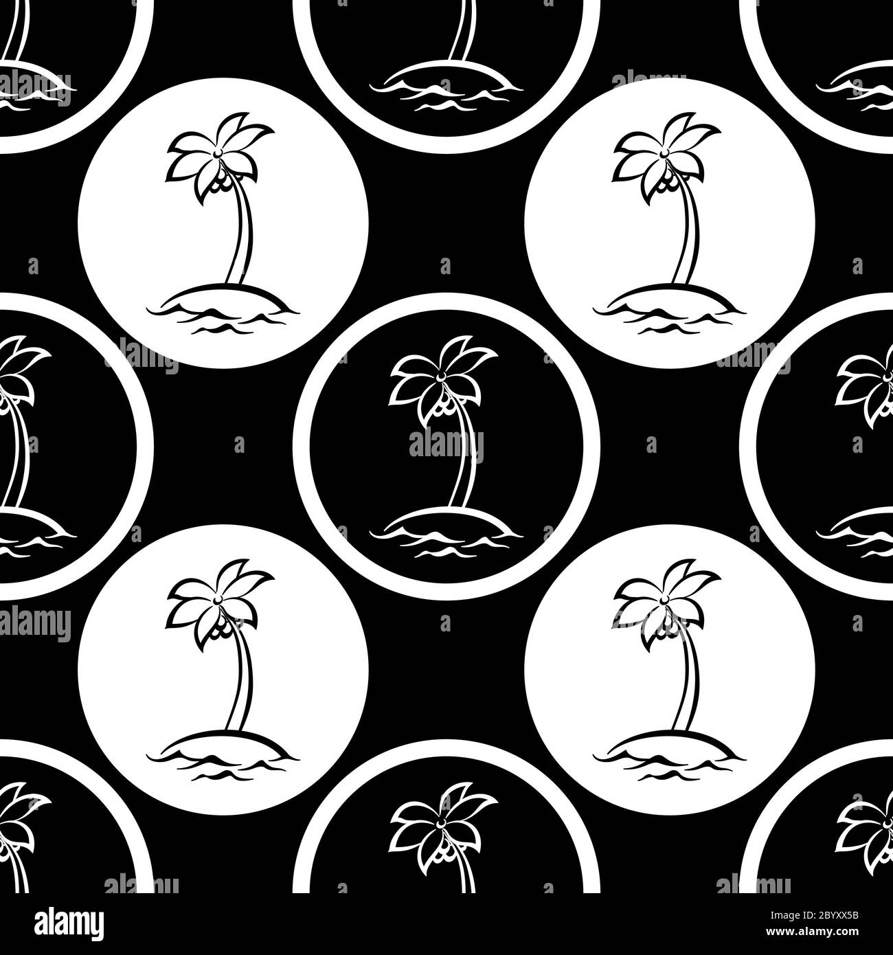 Seamless pattern, islands with palm silhouettes Stock Photo - Alamy