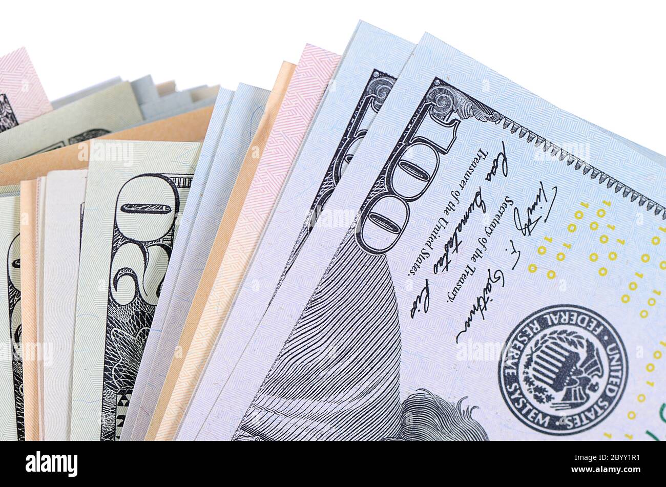 Dollar banknotes isolated on white background Stock Photo - Alamy