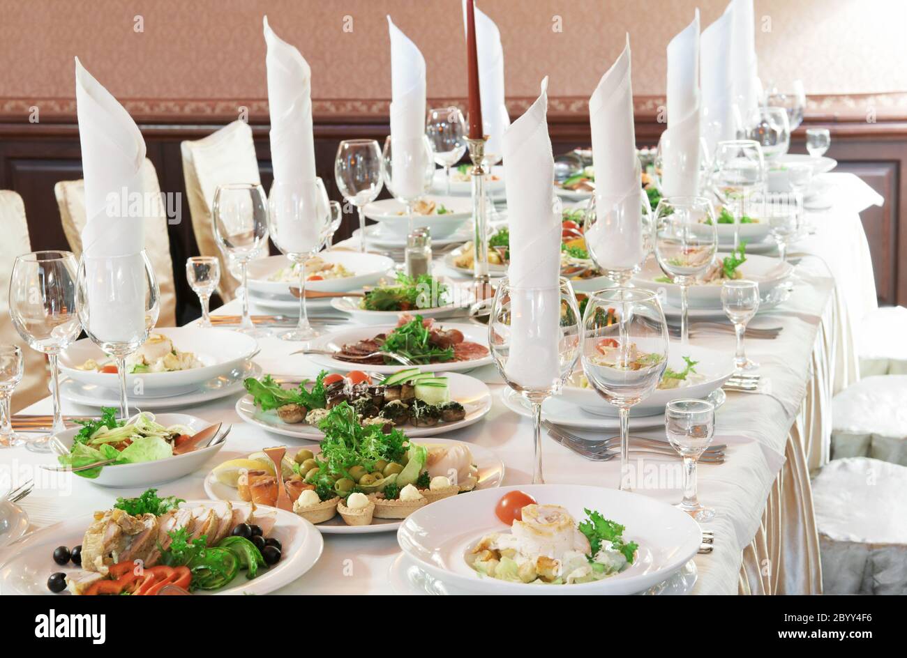 close-up catering table set Stock Photo - Alamy