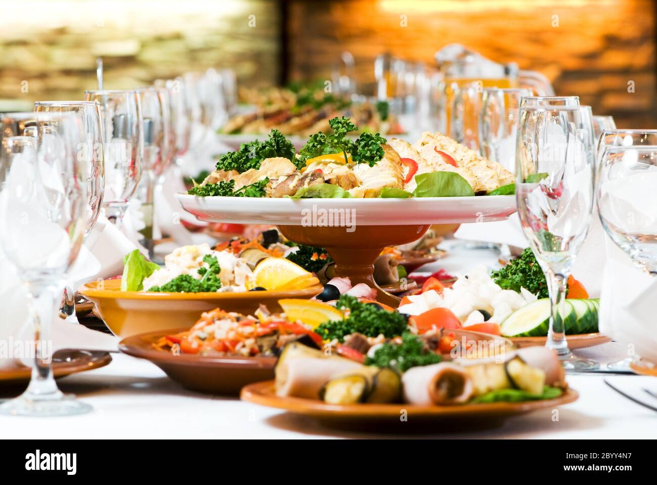catering food table set decoration Stock Photo - Alamy