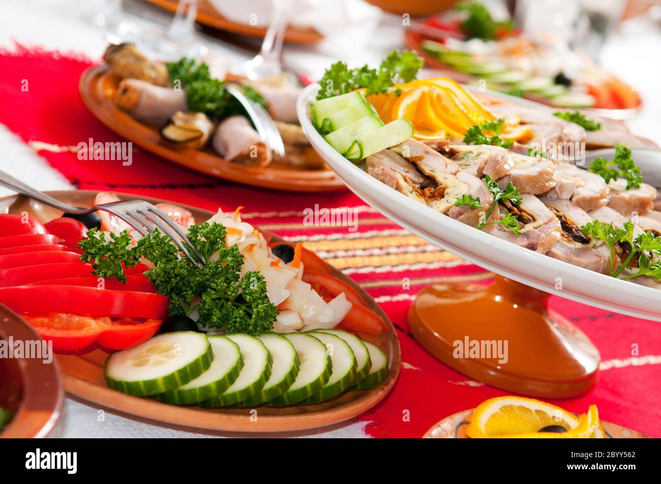 catering food table set decoration Stock Photo - Alamy