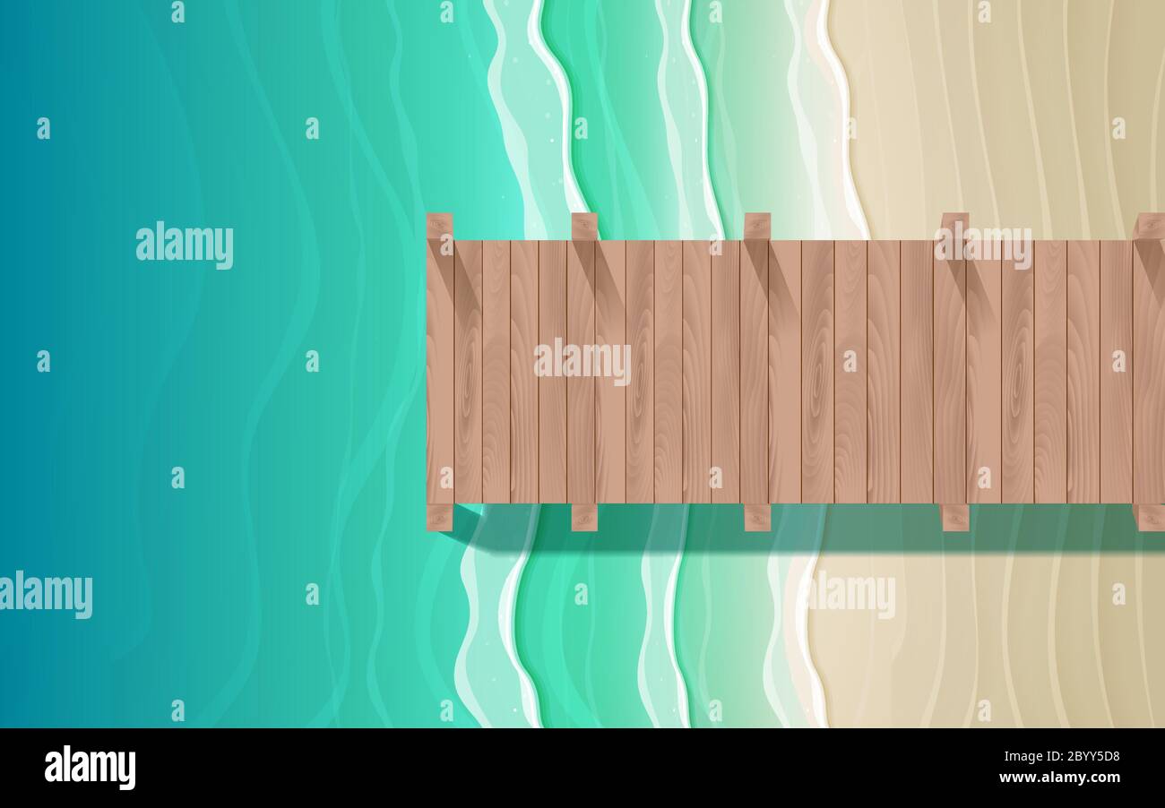 top view wooden bridge on the beach in day time Stock Vector Image ...