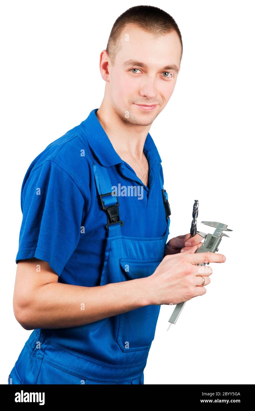 worker with caliper Stock Photo - Alamy