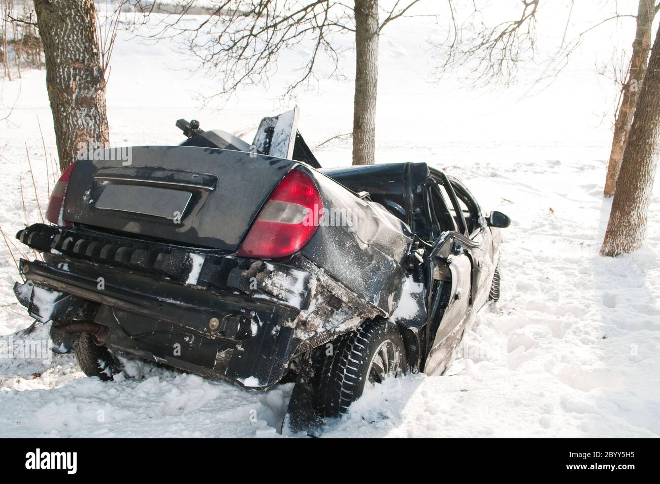 winter car crash accident Stock Photo - Alamy