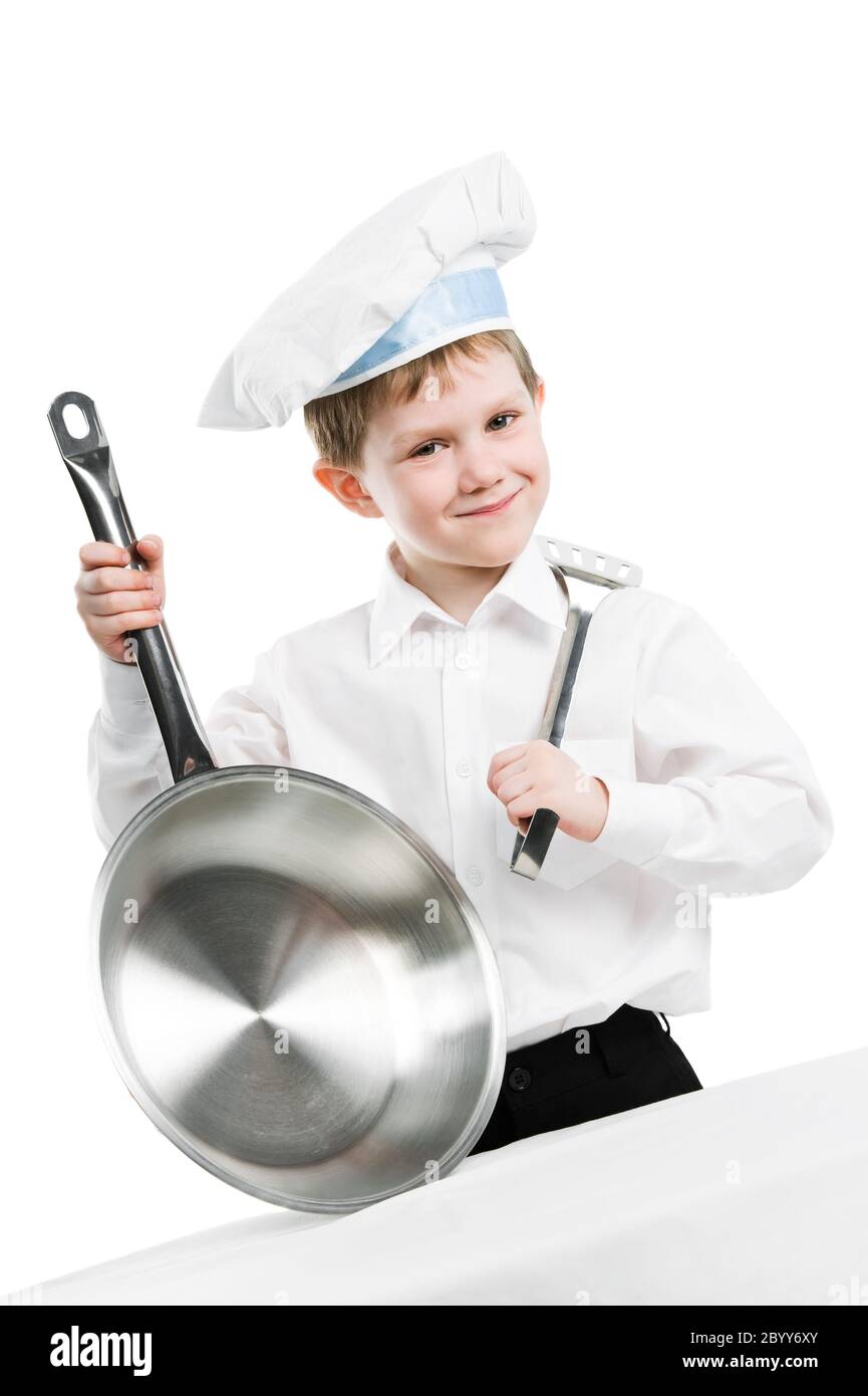 chef with pan and trowel isolated Stock Photo - Alamy