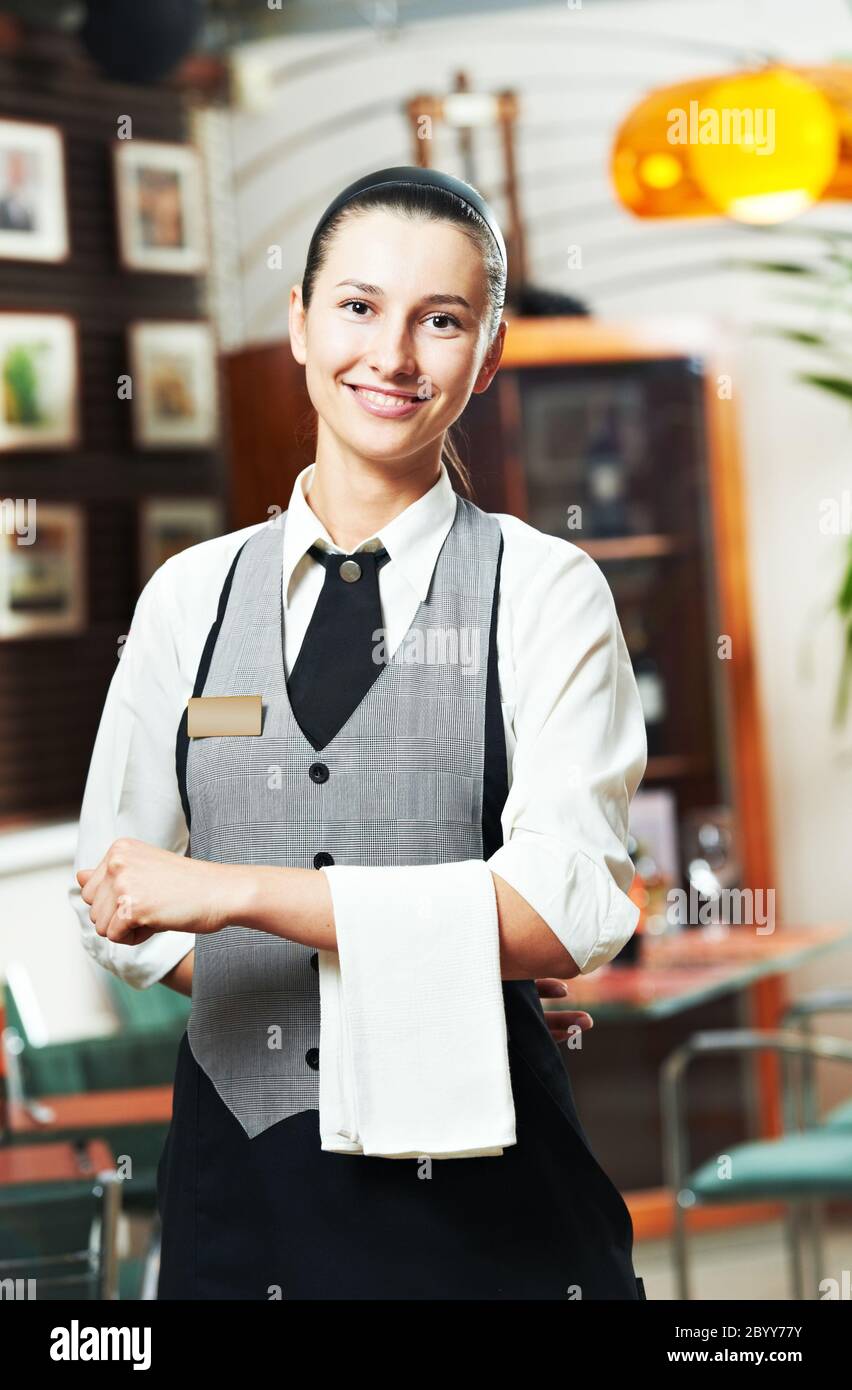 Waitress girl of commercial restaurant Stock Photo - Alamy