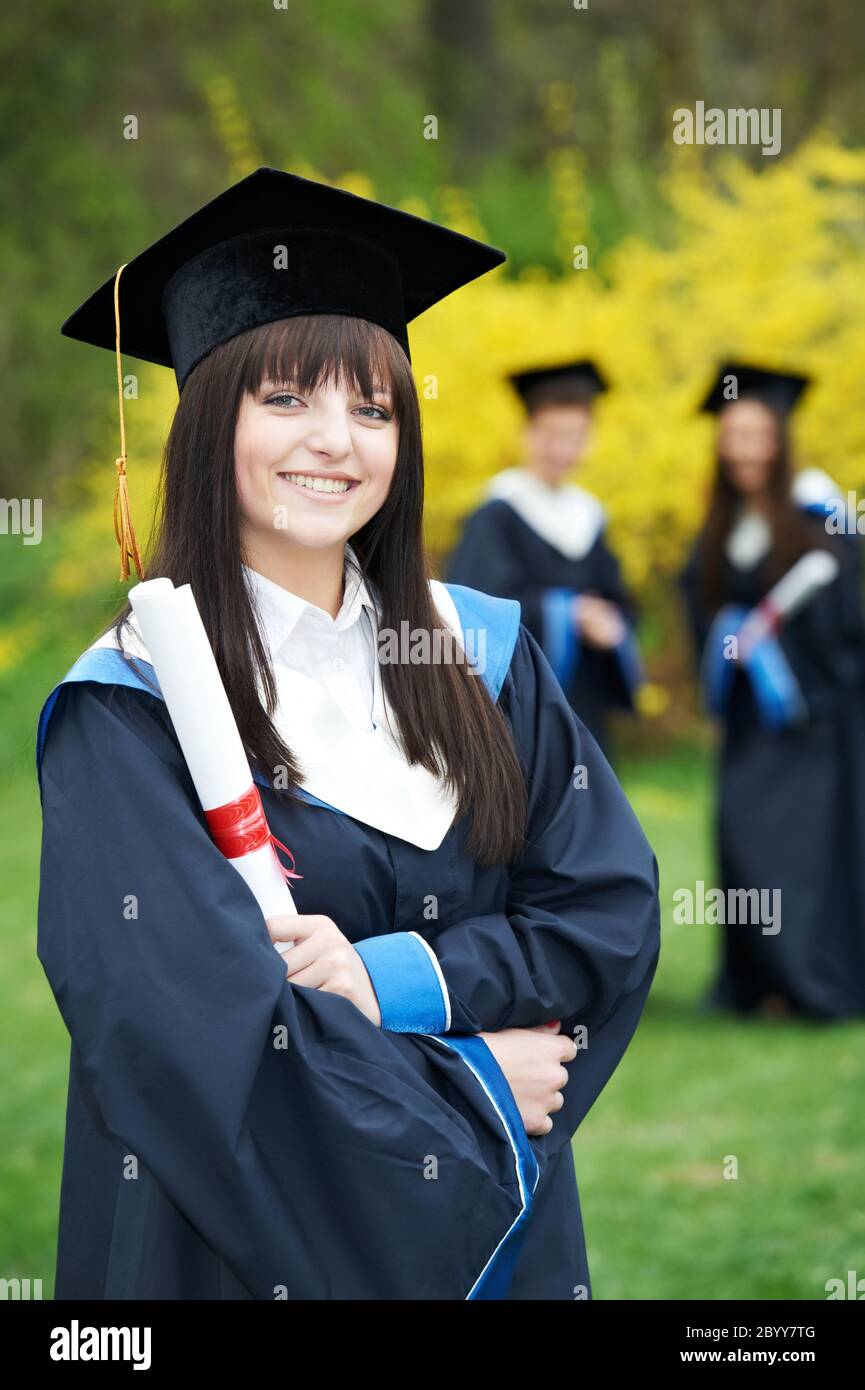 one cheerful graduate girl Stock Photo - Alamy