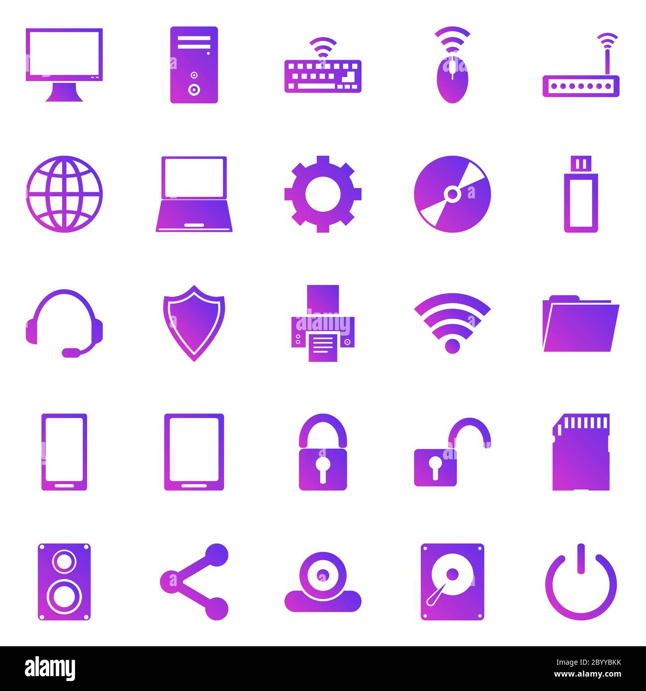 Computer gradient icons on white background, stock vector Stock Vector ...