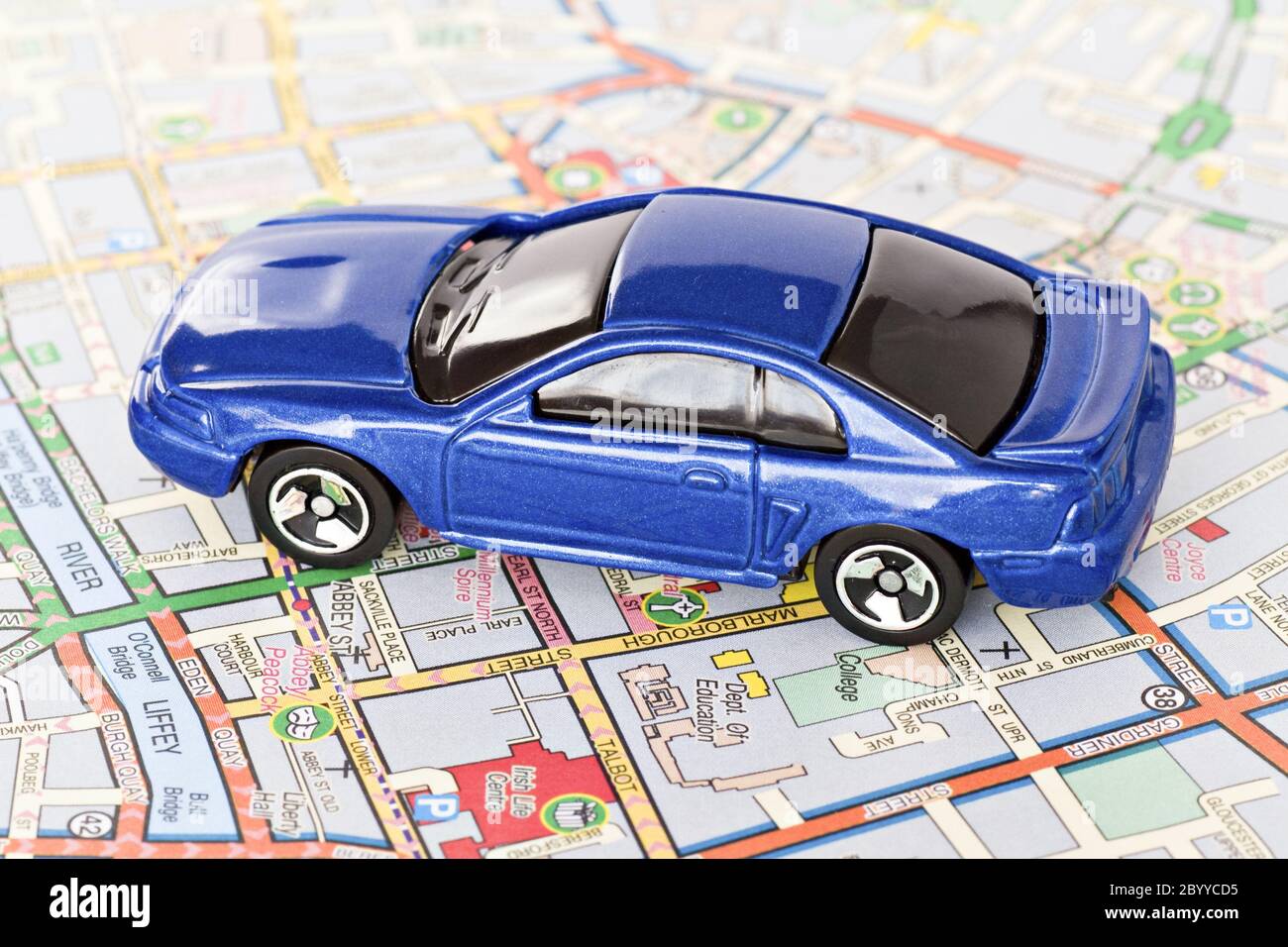 blue car on Dublin city map Stock Photo - Alamy