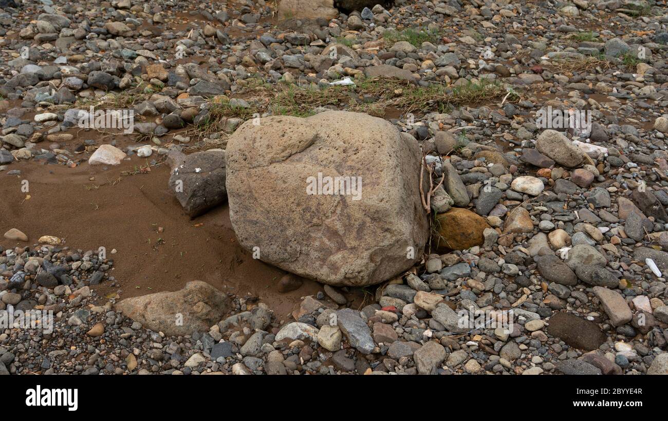Rocks in the river after the flood. Images suitable for use as ...