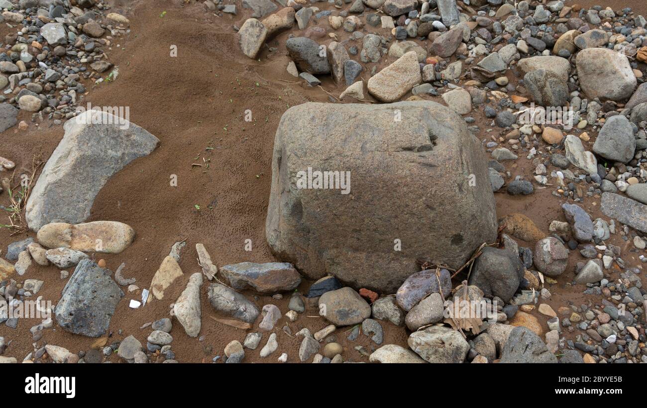 Rocks in the river after the flood. Images suitable for use as ...
