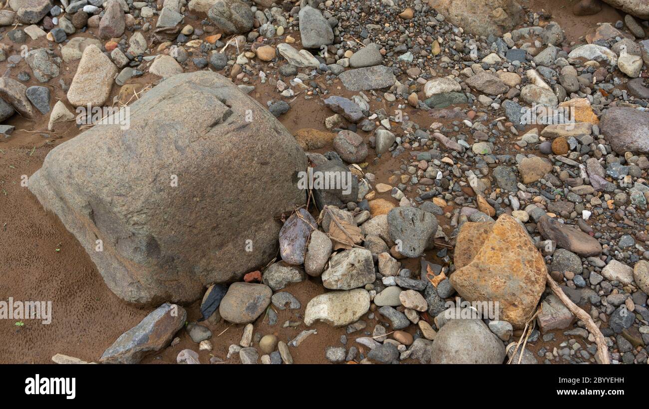 Rocks in the river after the flood. Images suitable for use as ...