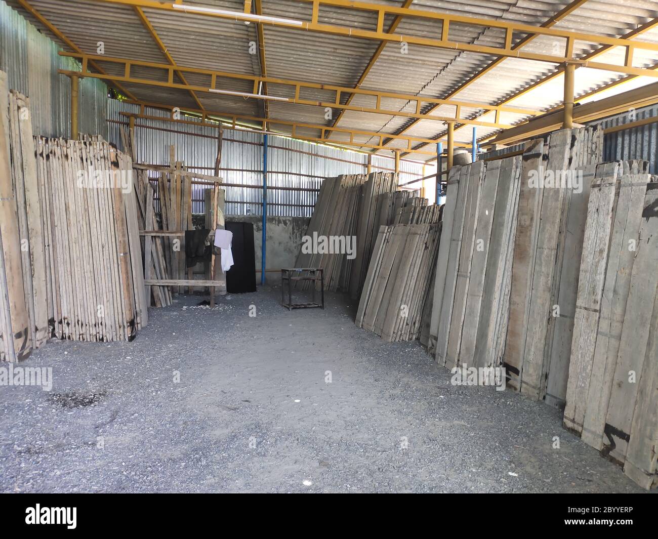 Wooden centering works play woods for construction buildings Stock ...