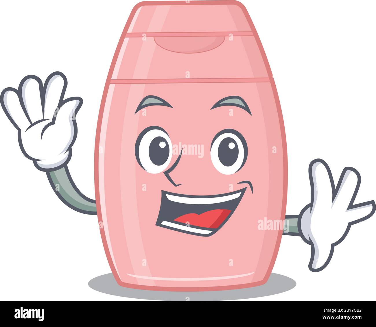 A charming baby cream mascot design style smiling and waving hand Stock ...