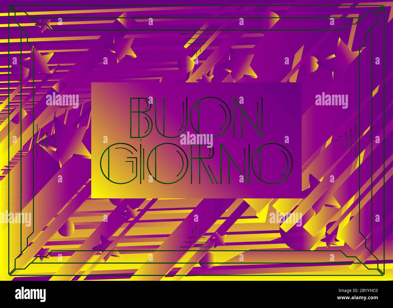 Art Deco Buon giorno (Italian Greeting) text. Decorative greeting card ...