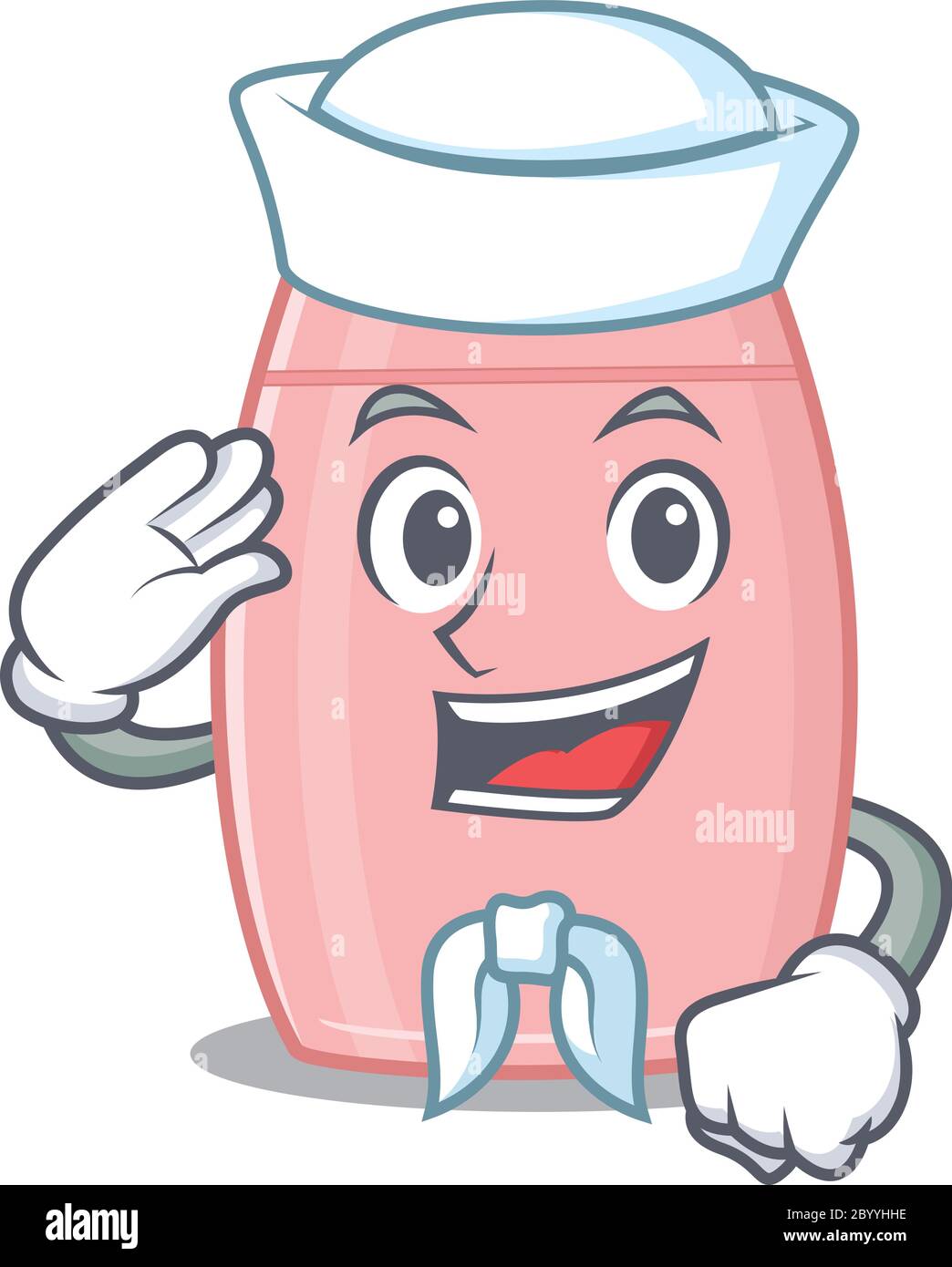 Smiley sailor cartoon character of baby cream wearing white hat and tie ...
