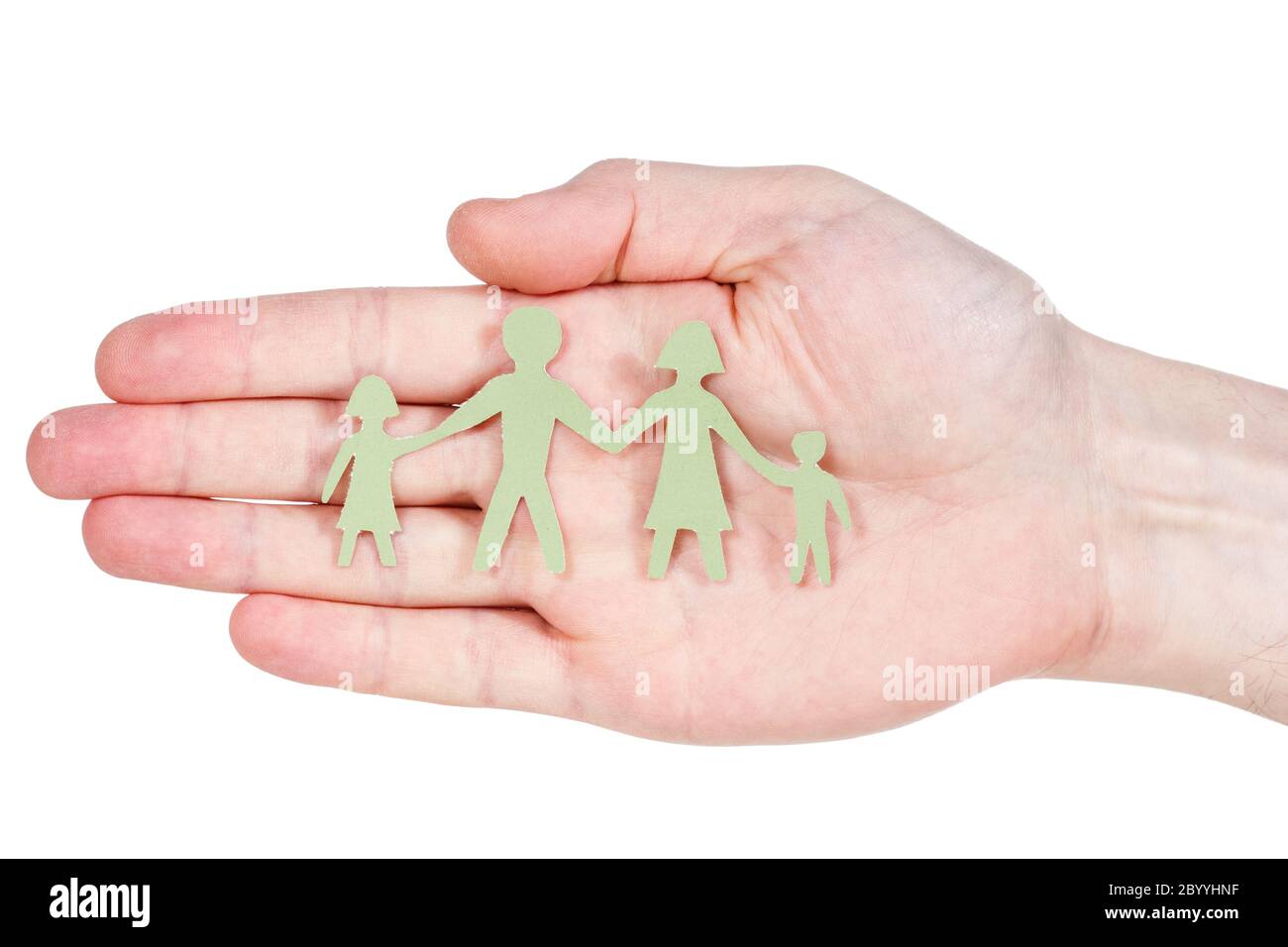 Paper family in hand Stock Photo - Alamy