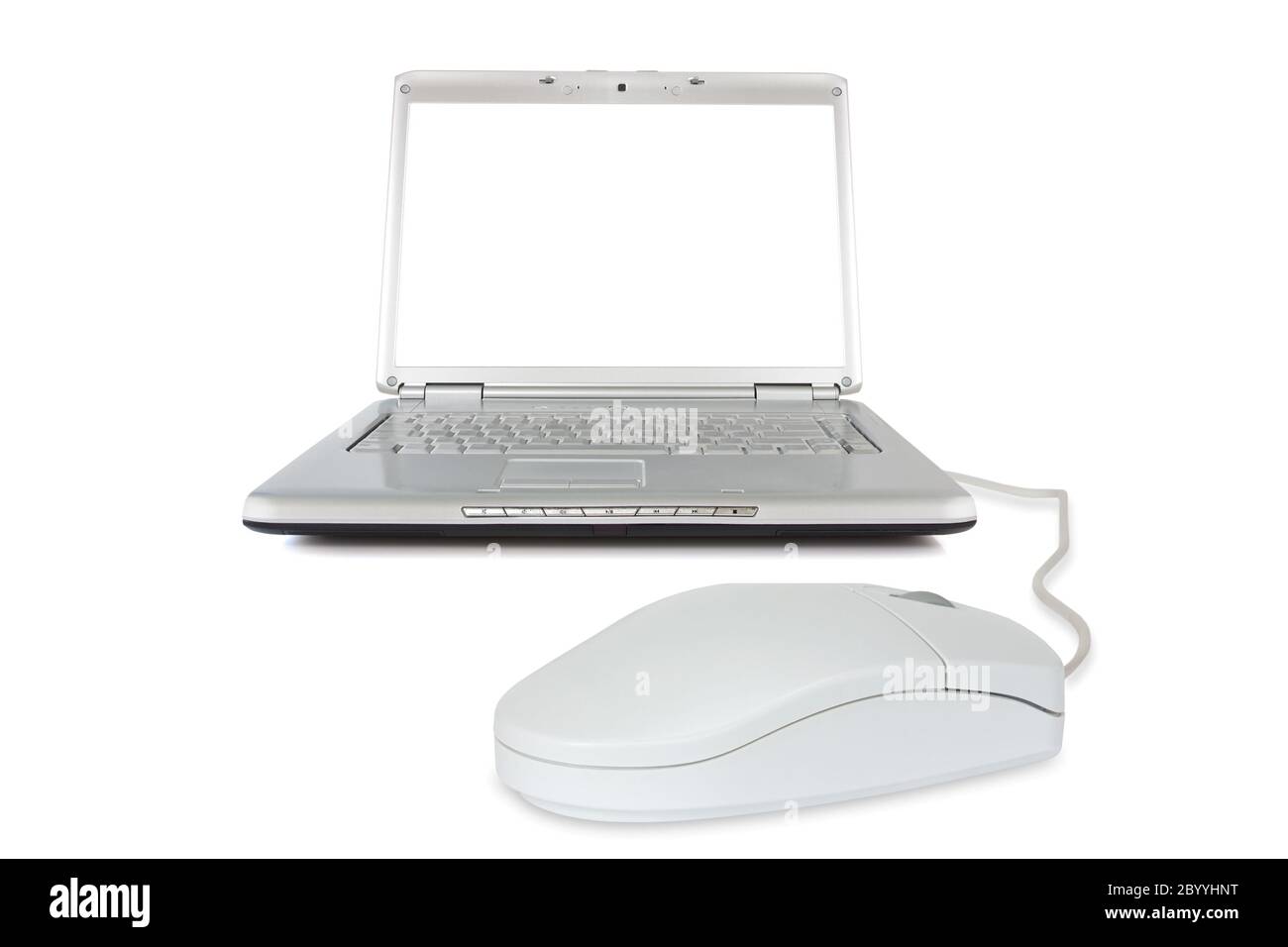 Laptop with mouse Stock Photo - Alamy