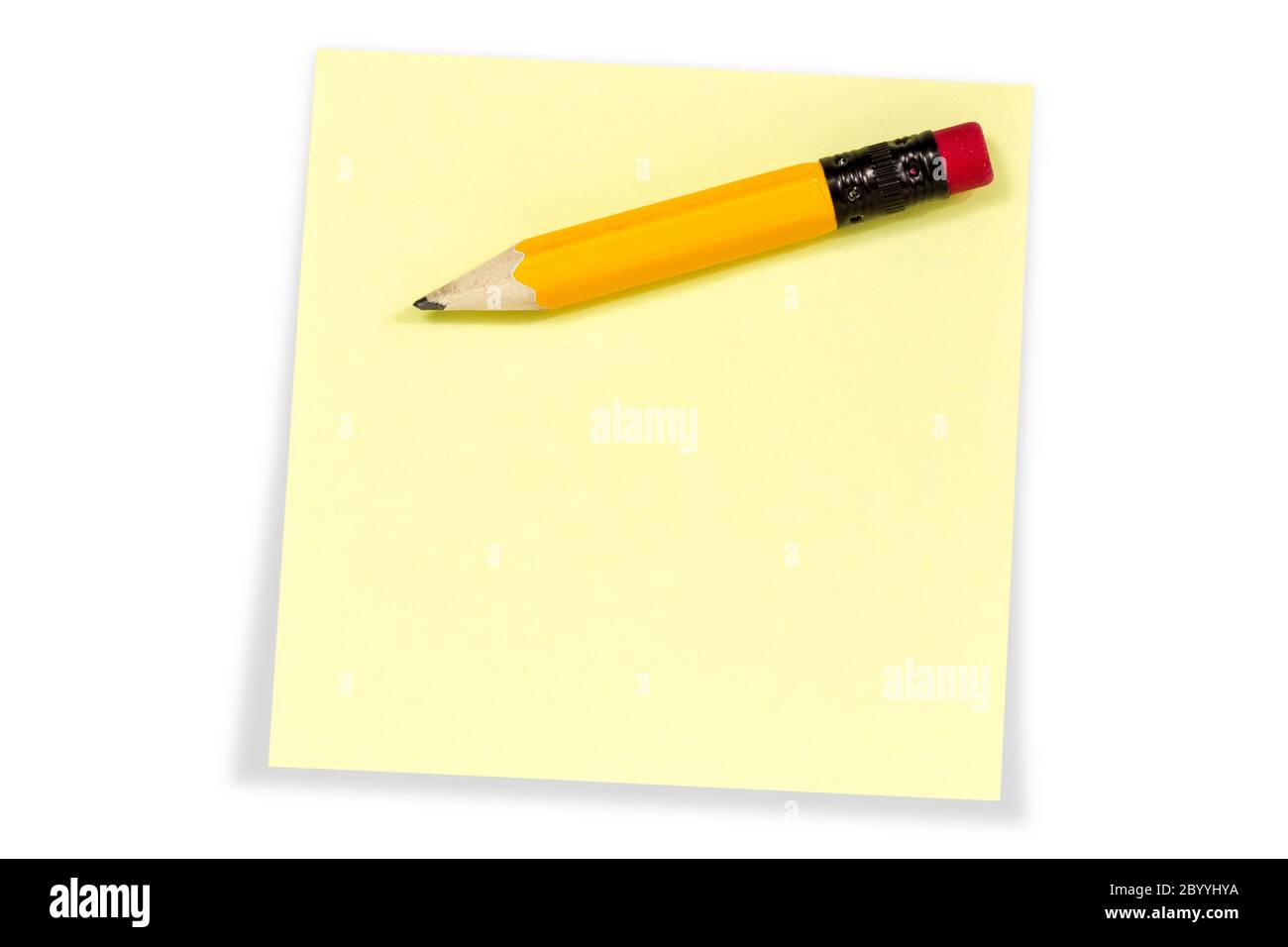 Sticky note with yellow pencil Stock Photo - Alamy