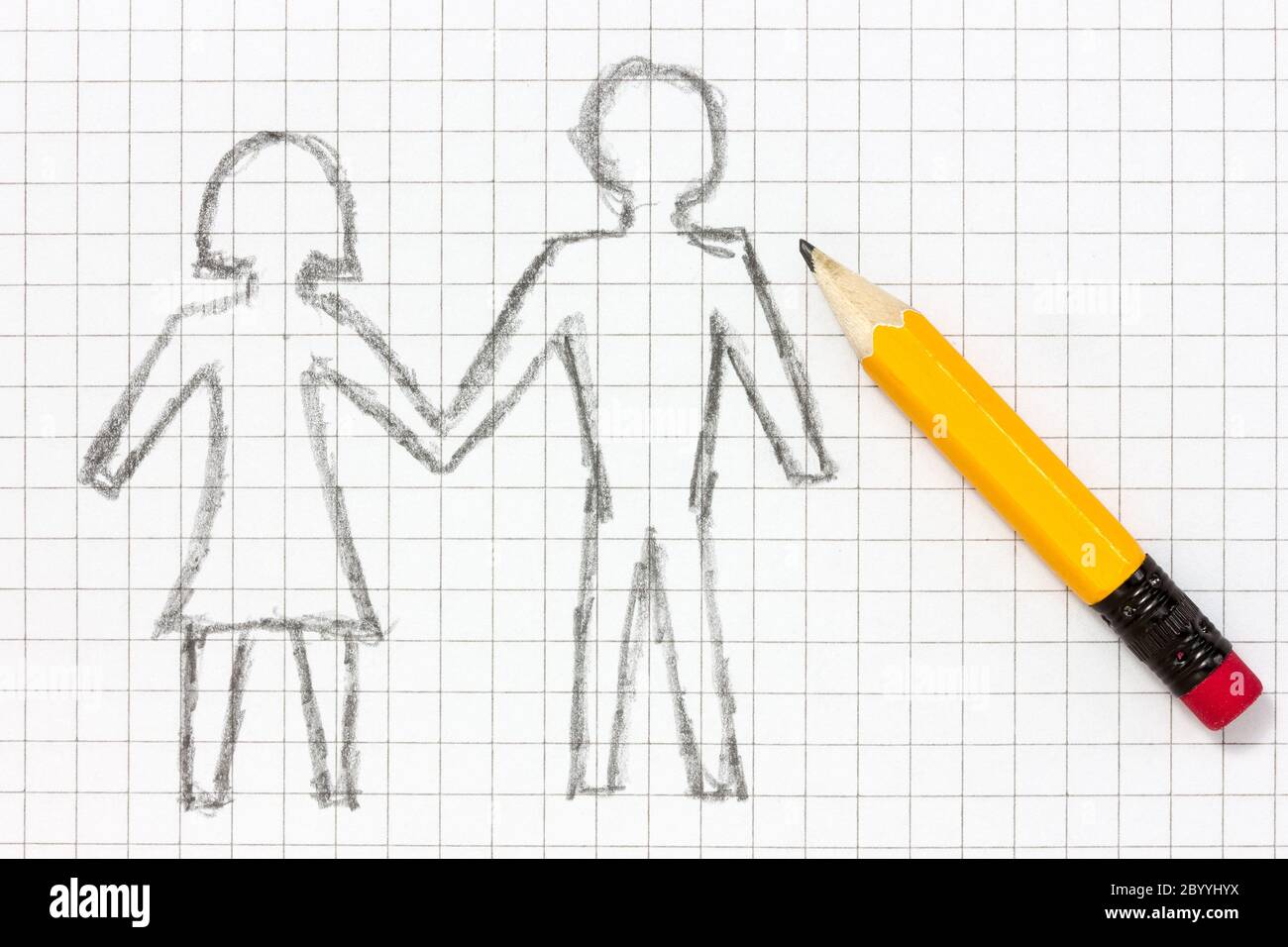 Pencil drawing of happy couple Stock Photo - Alamy