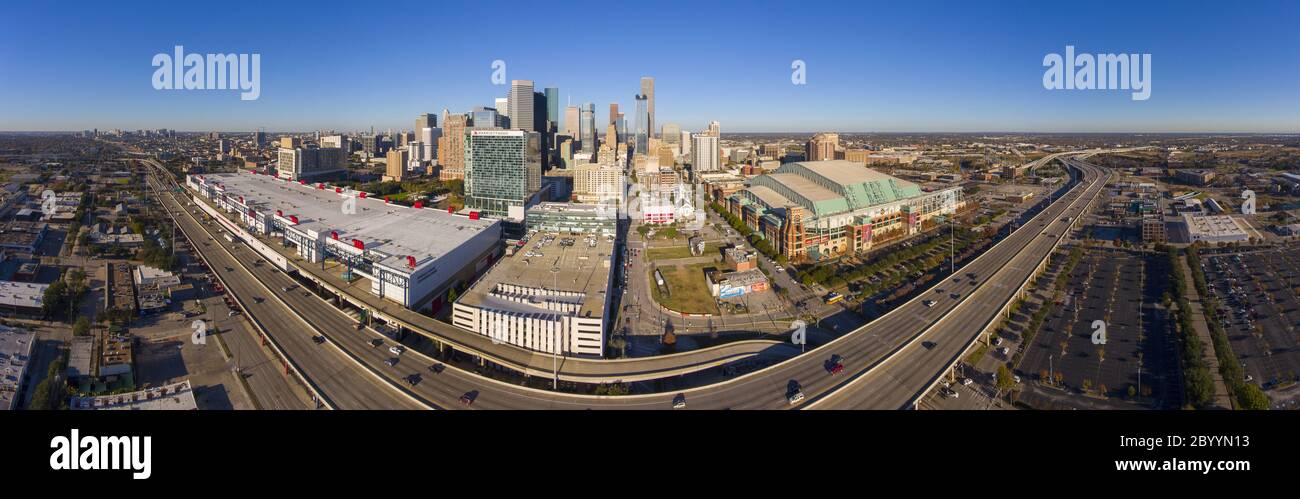 Houston modern city panorama aerial view including George Brown ...