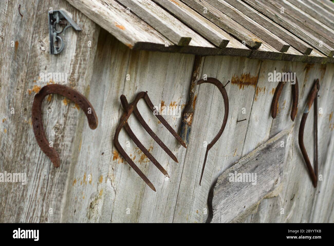 Antique farm tools Stock Photo - Alamy