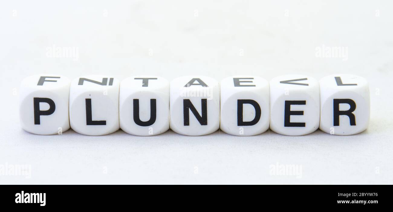 The term plunder in black text visually displayed on a white background ...
