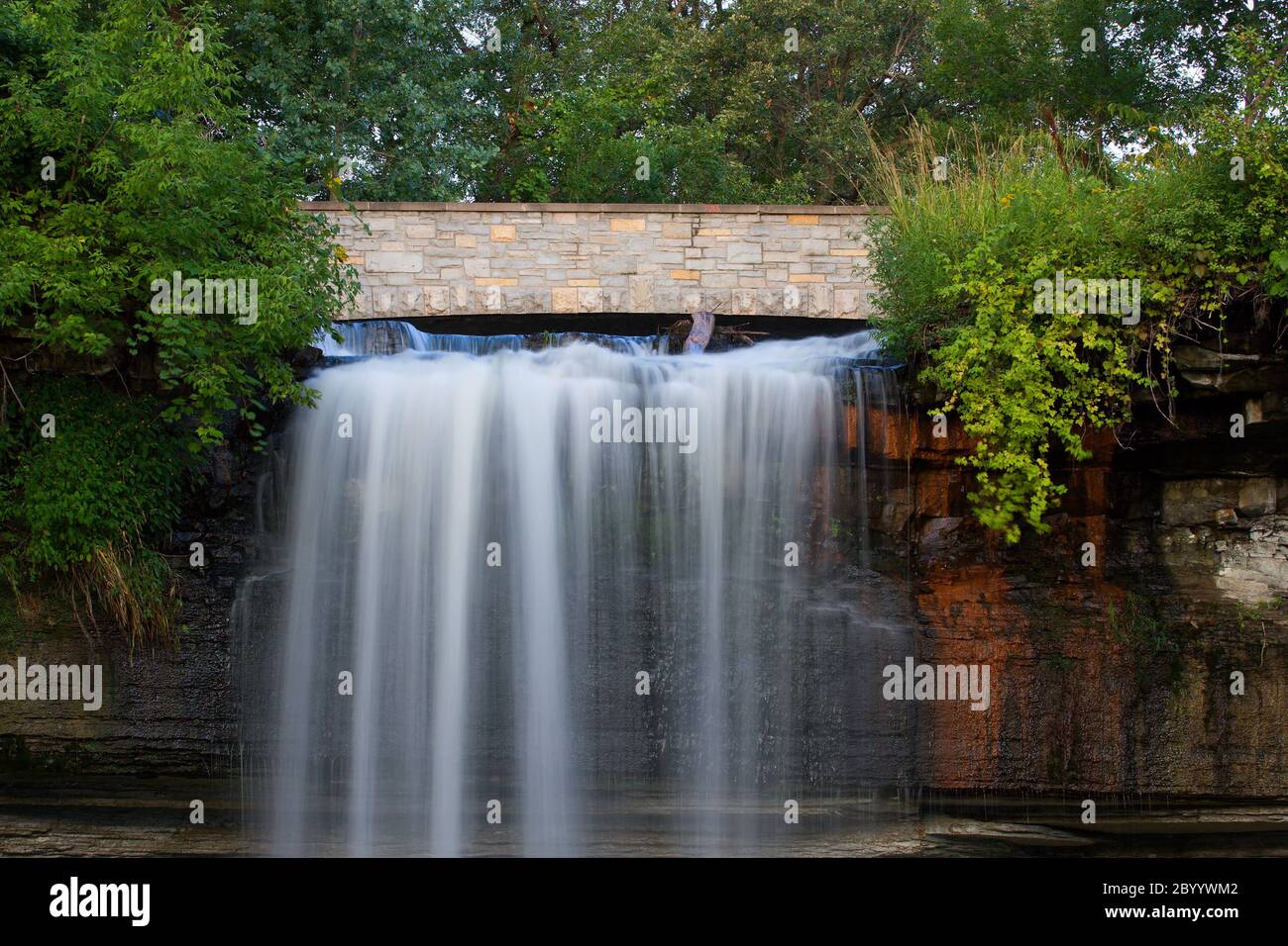 Waterfall and Bridge Stock Photo - Alamy