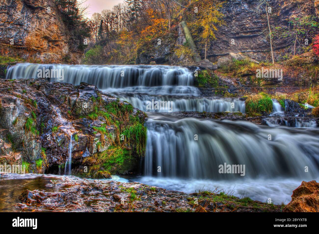 Colorful scenic waterfall in HDR Stock Photo - Alamy
