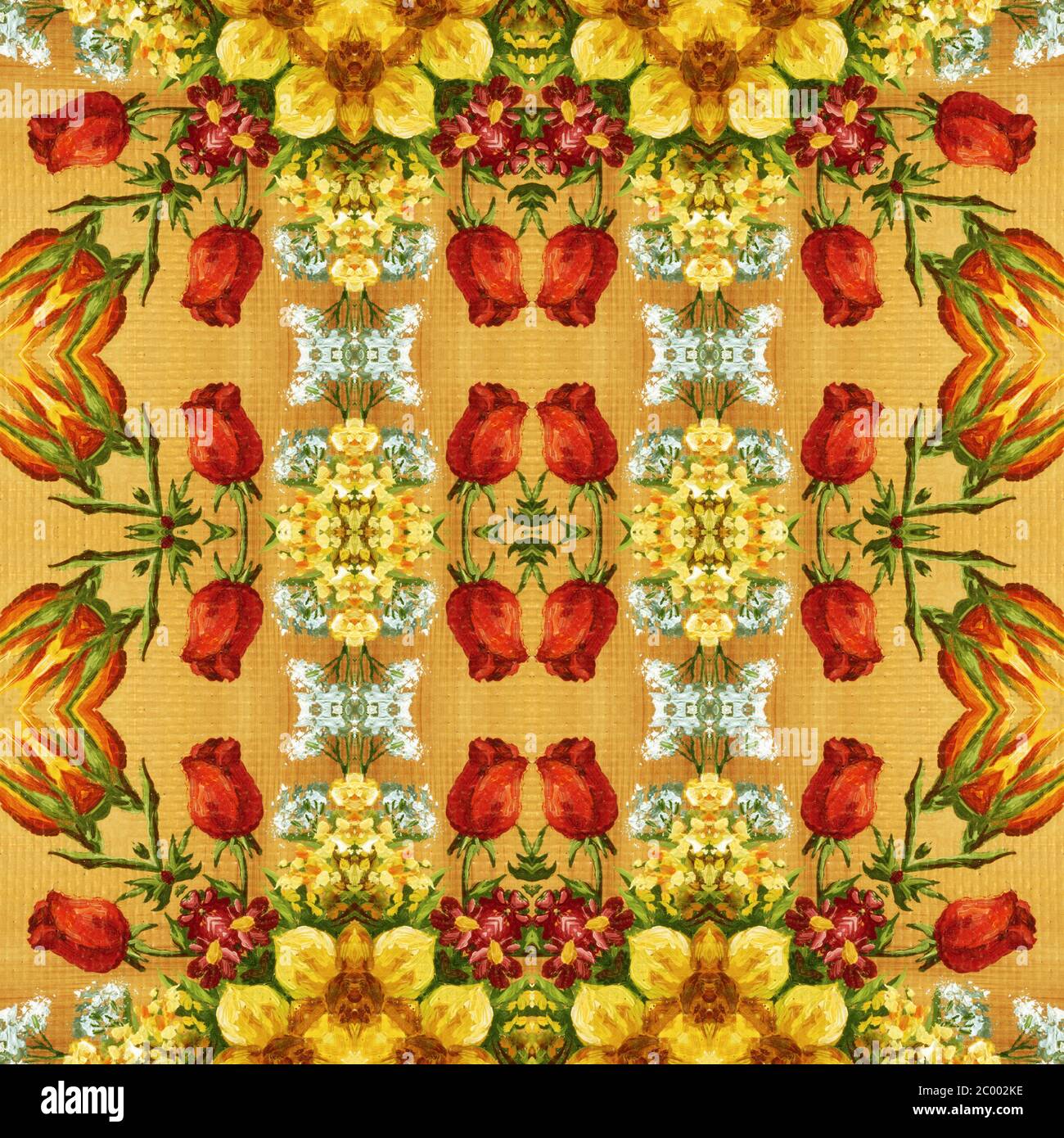 Seamless floral pattern, oil painting Stock Photo - Alamy