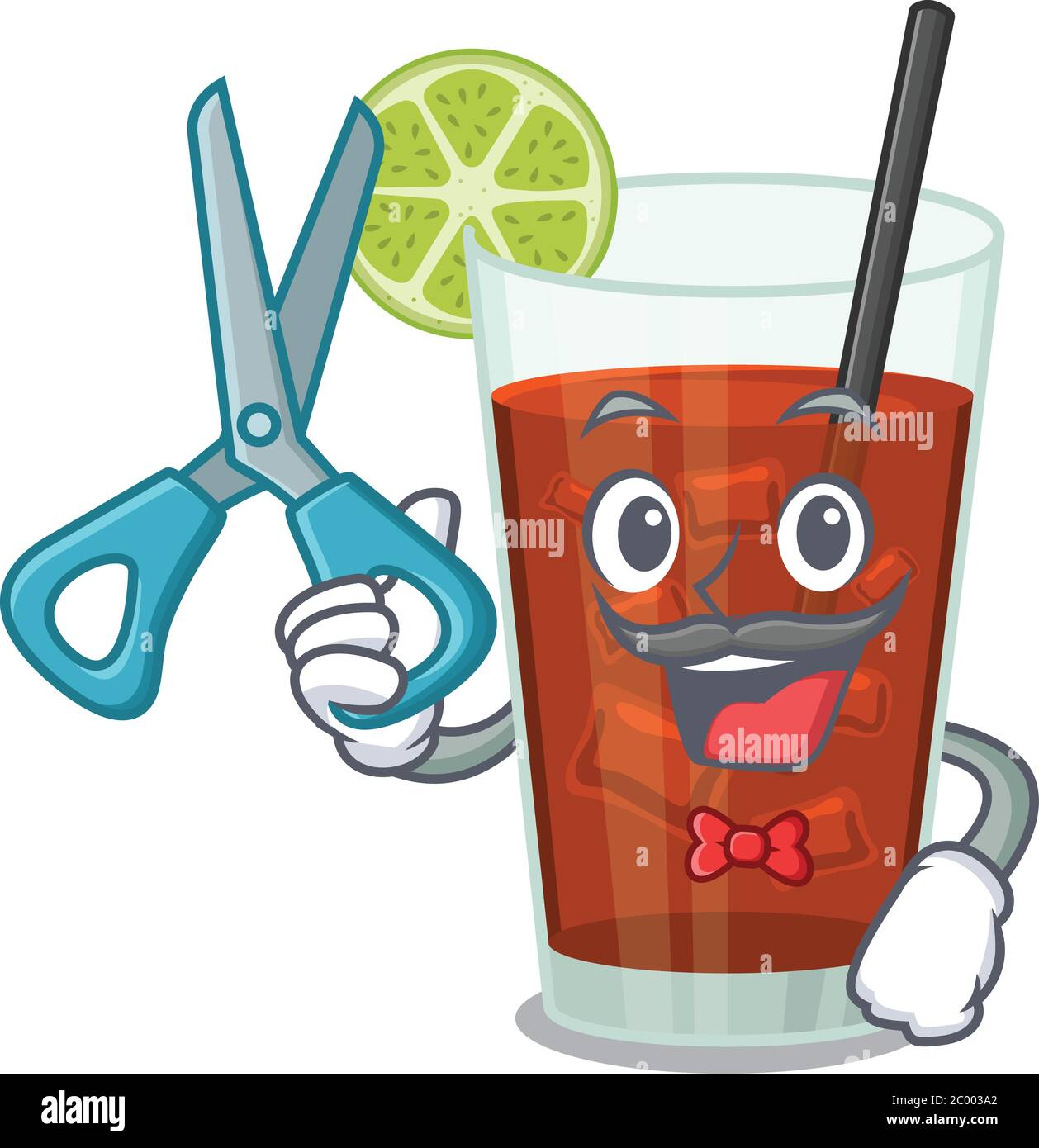 Cuba libre cocktail cartoon character design as talented barber Stock ...