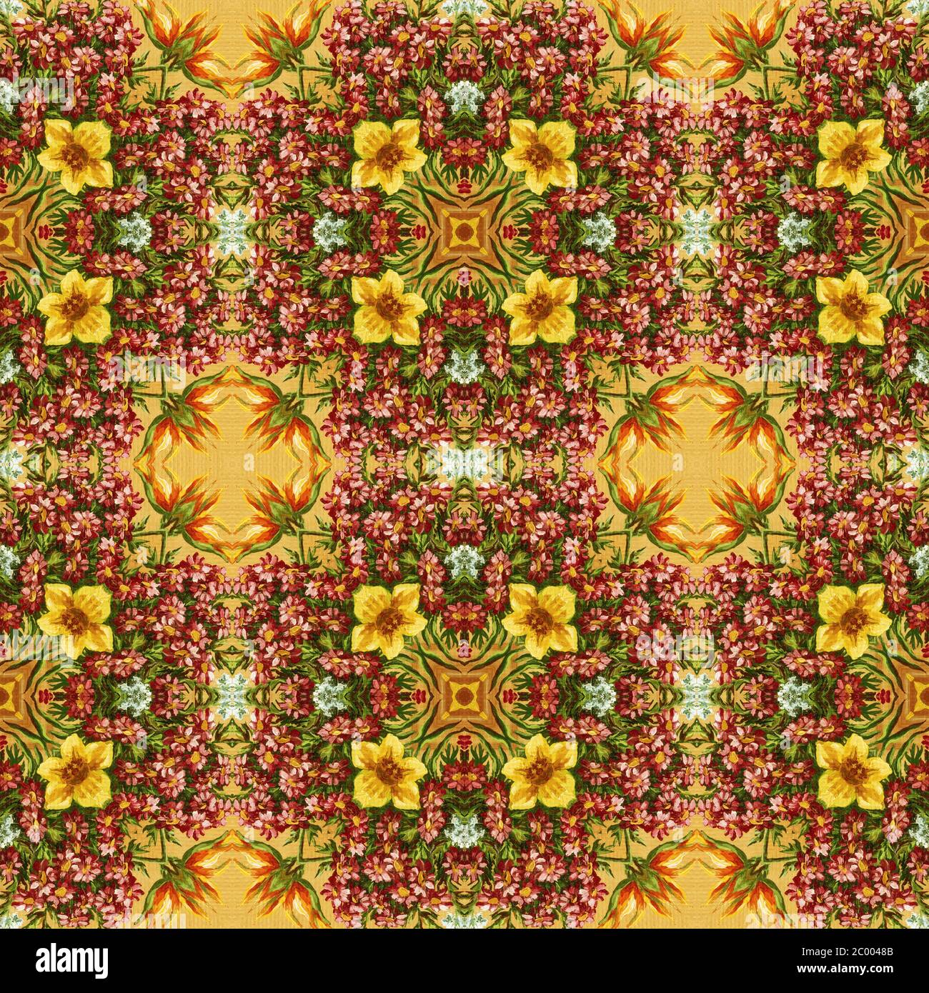 Seamless floral pattern, oil painting Stock Photo - Alamy
