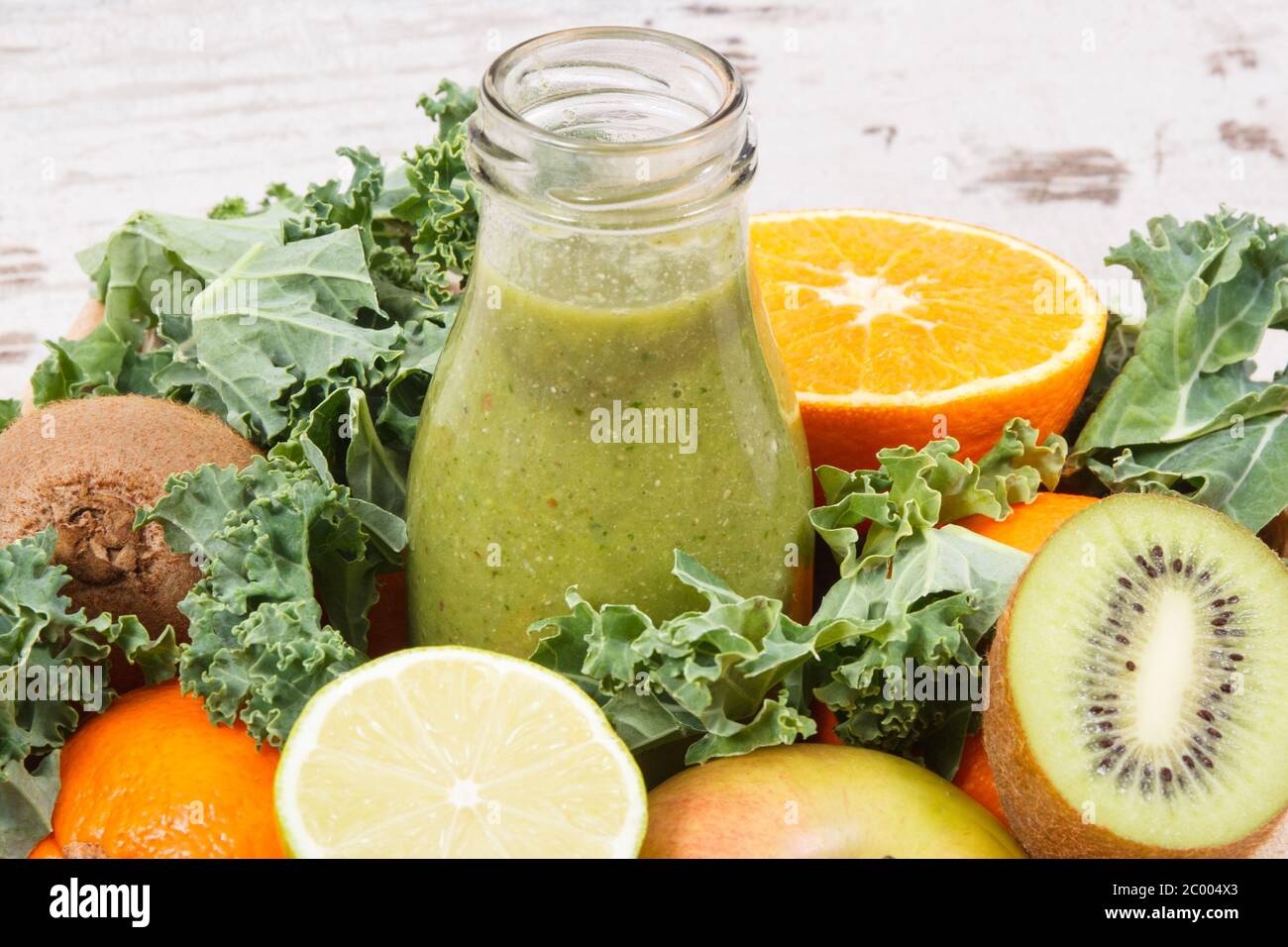 Healthy smoothie from fruits and vegetables containing natural vitamins ...