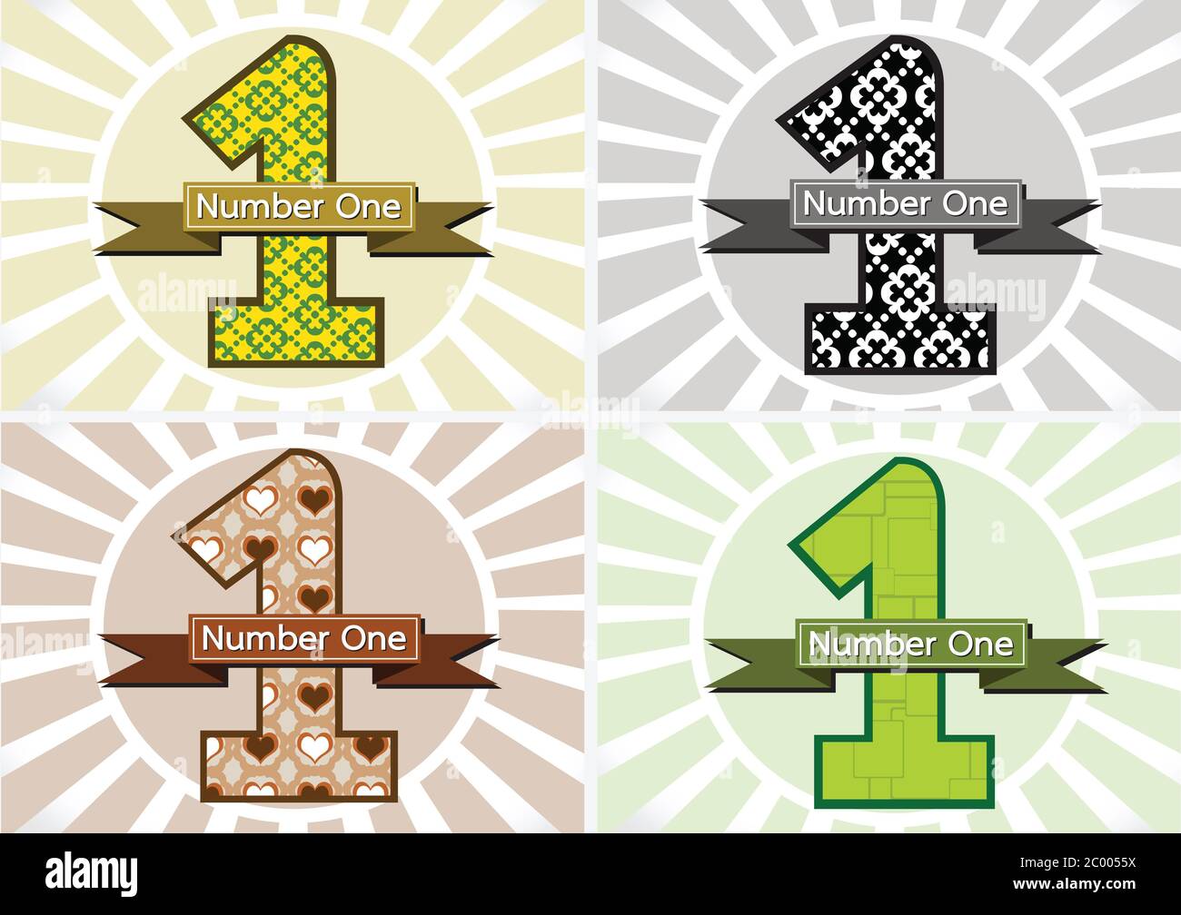 Number One and the Winner First Place sign simbol with ribbons Stock ...