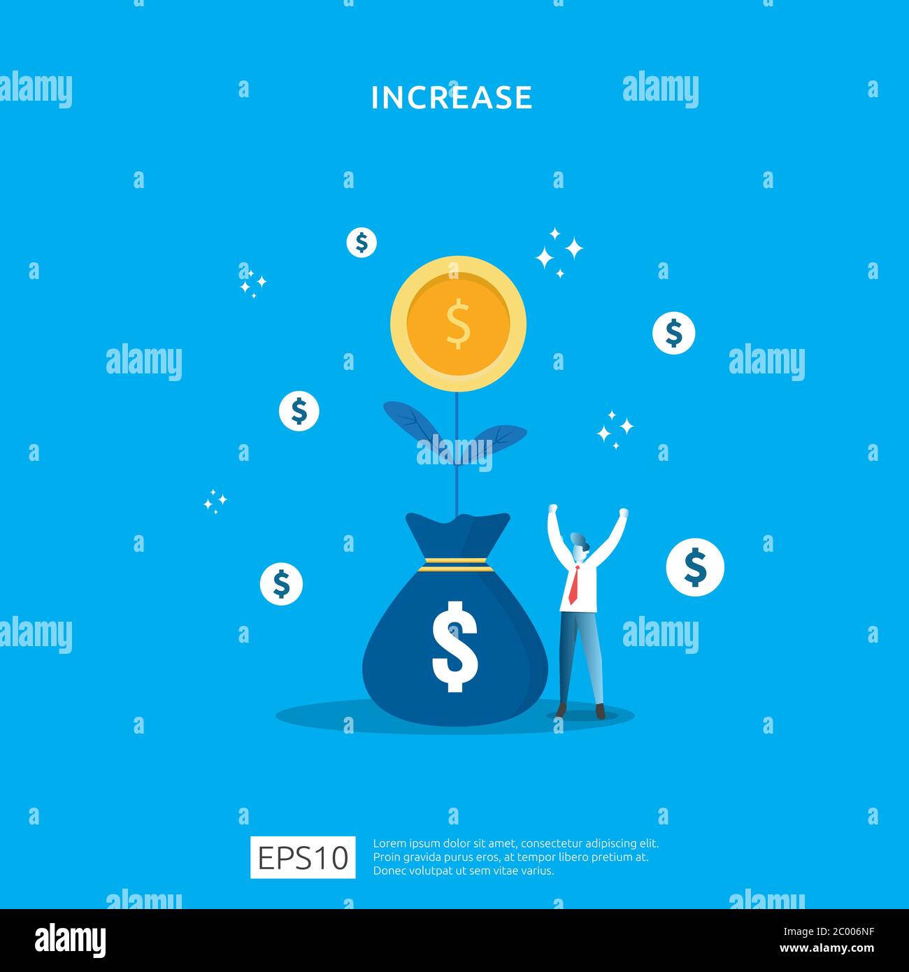 Plant money coin tree growth illustration for Investment Concept ...