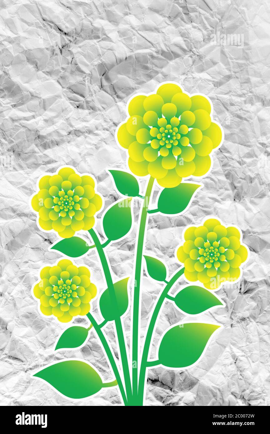 Flowers design on crumpled paper Stock Photo - Alamy