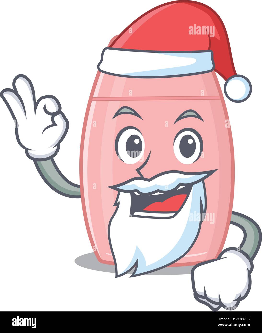 cartoon character of baby cream Santa having cute ok finger Stock ...