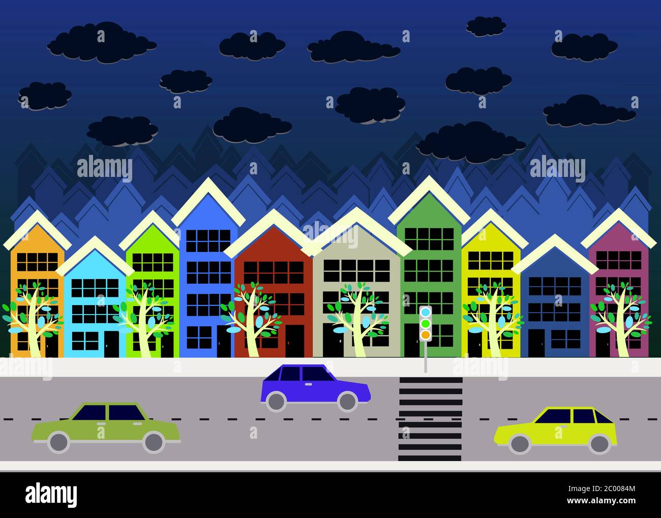 Colorful Cityscape Town city building design Stock Photo - Alamy