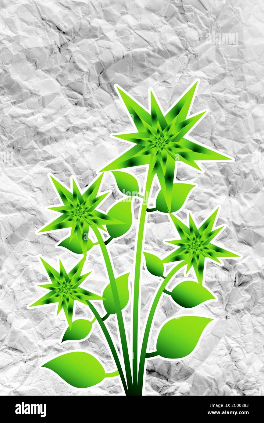 Flowers design on crumpled paper Stock Photo - Alamy