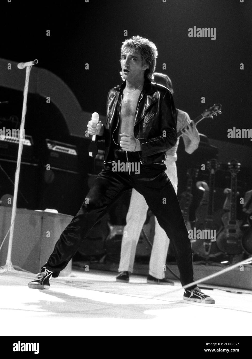 LONDON, UK. Dec 1980: Pop star Rod Stewart performing at Wembley Arena ...