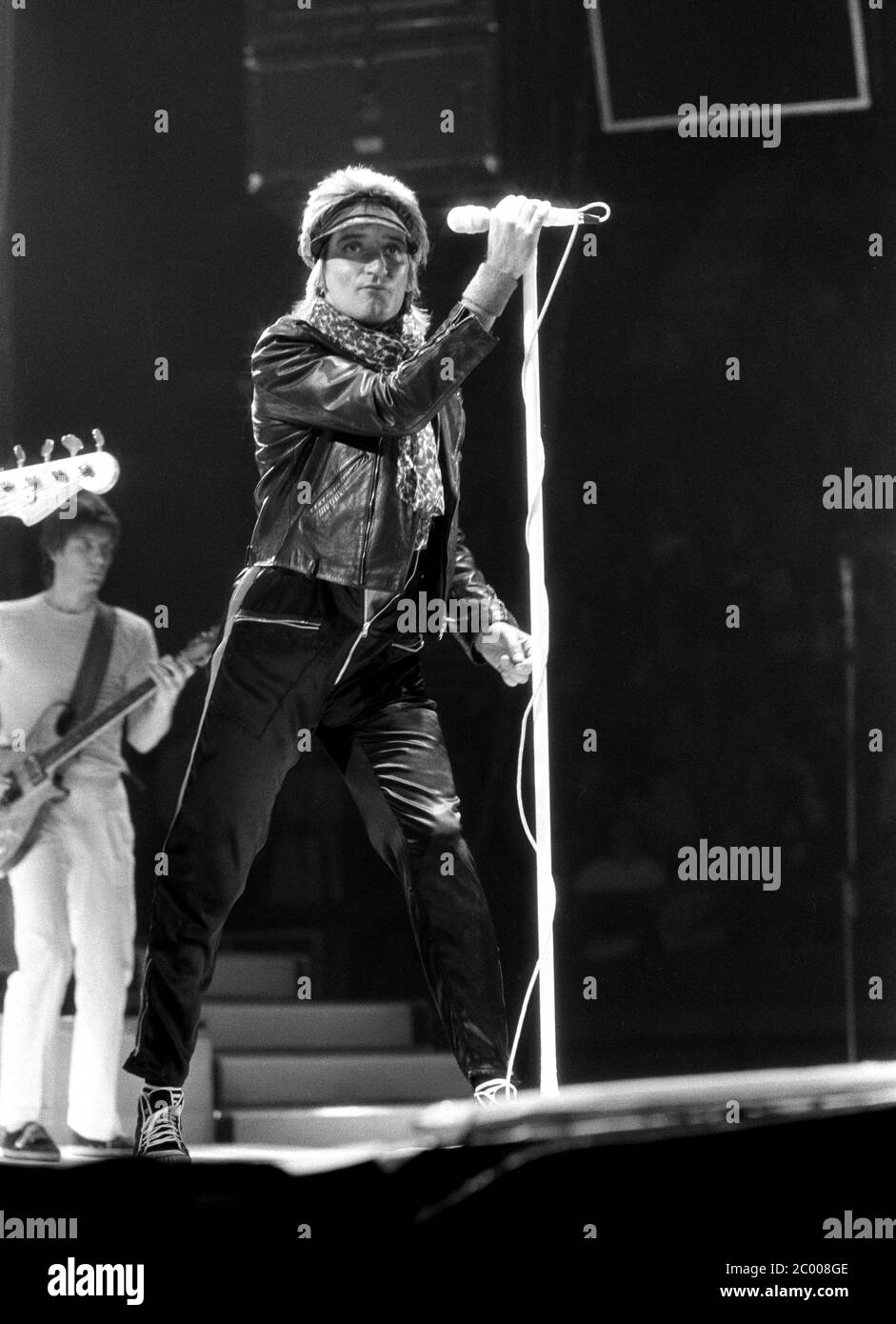 LONDON, UK. Dec 1980: Pop star Rod Stewart performing at Wembley Arena ...