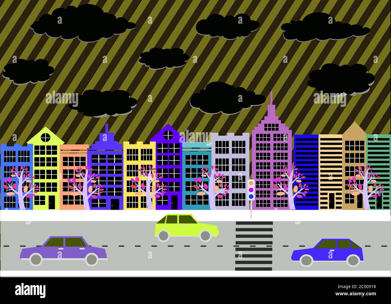 Colorful Cityscape Town city building design Stock Photo - Alamy