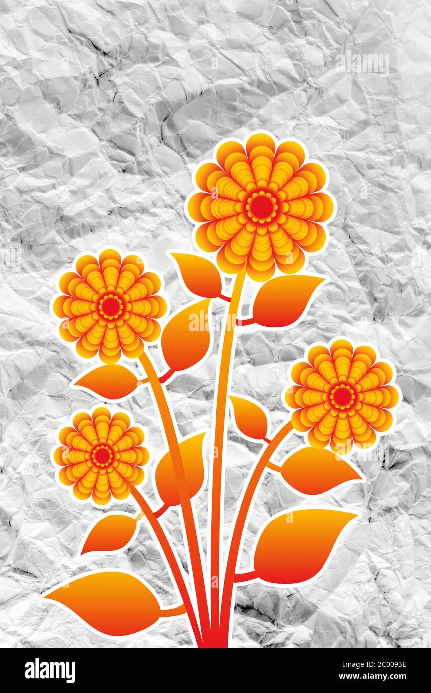 Flowers design on crumpled paper Stock Photo - Alamy