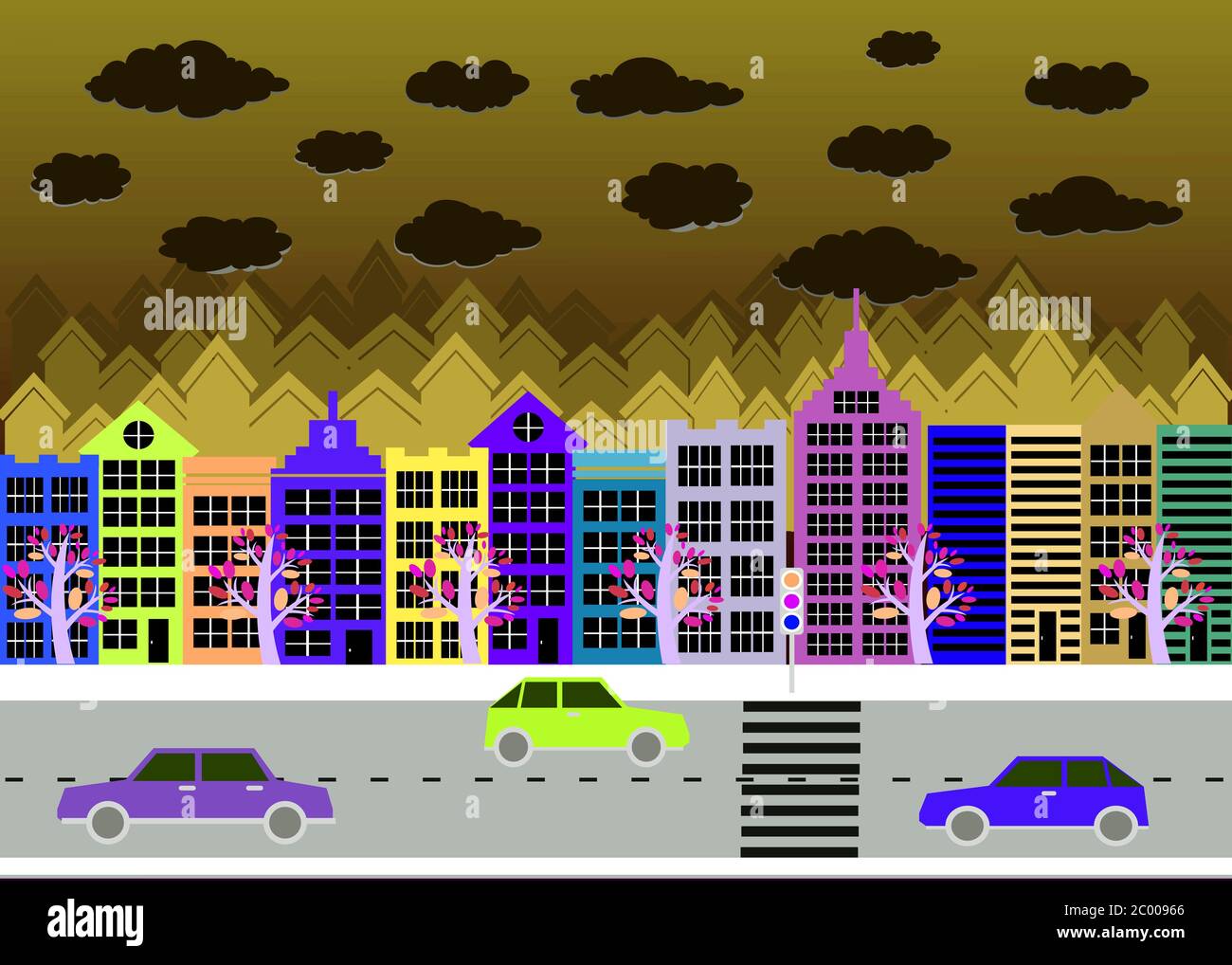 Colorful Cityscape Town city building design Stock Photo - Alamy