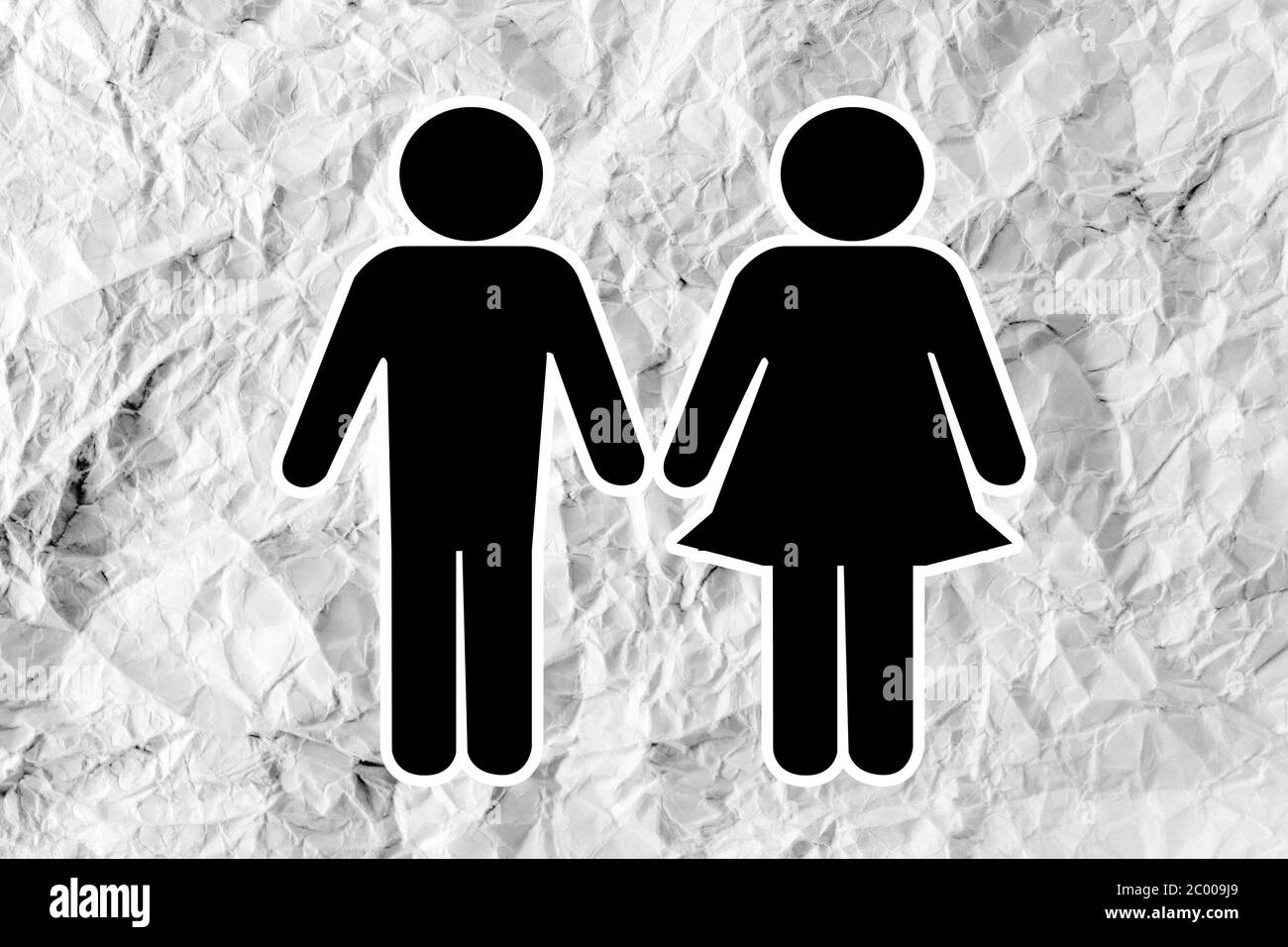 People Family icon Pictogram People on crumpled paper Stock Photo - Alamy