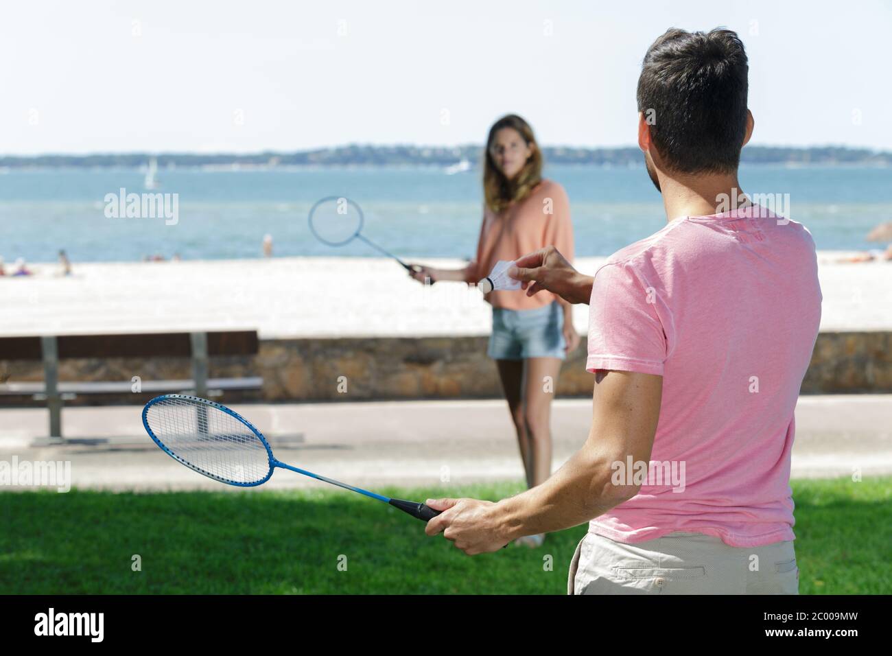 Couple playing badminton hi-res stock photography and images - Alamy