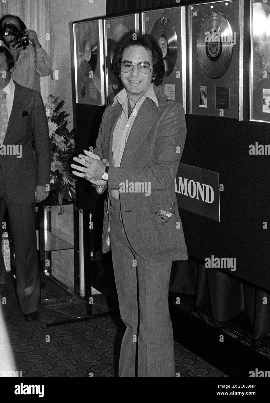 LONDON, UK. July 1978: Singer Neil Diamond at photocall in London ...
