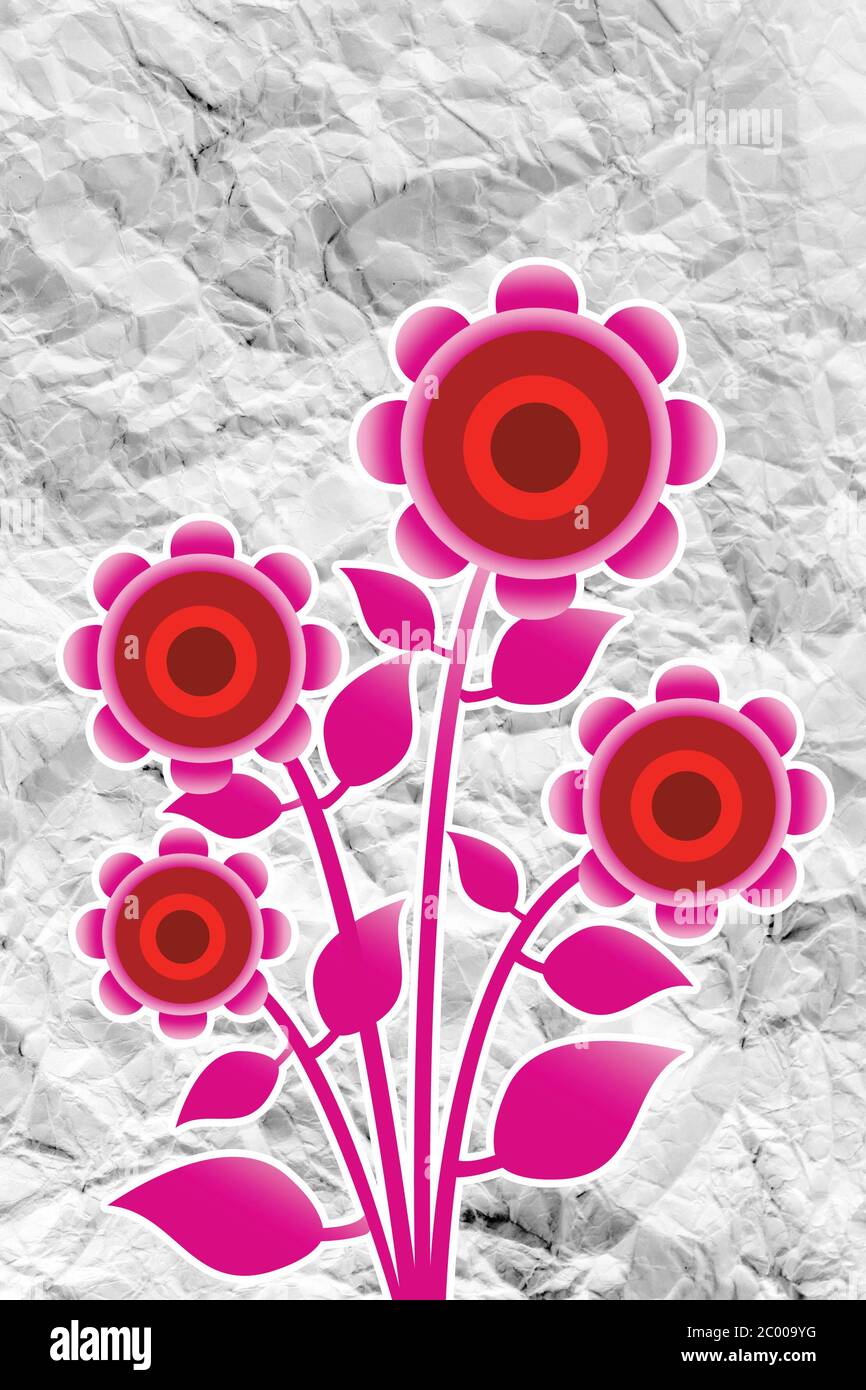 Flowers design on crumpled paper Stock Photo - Alamy