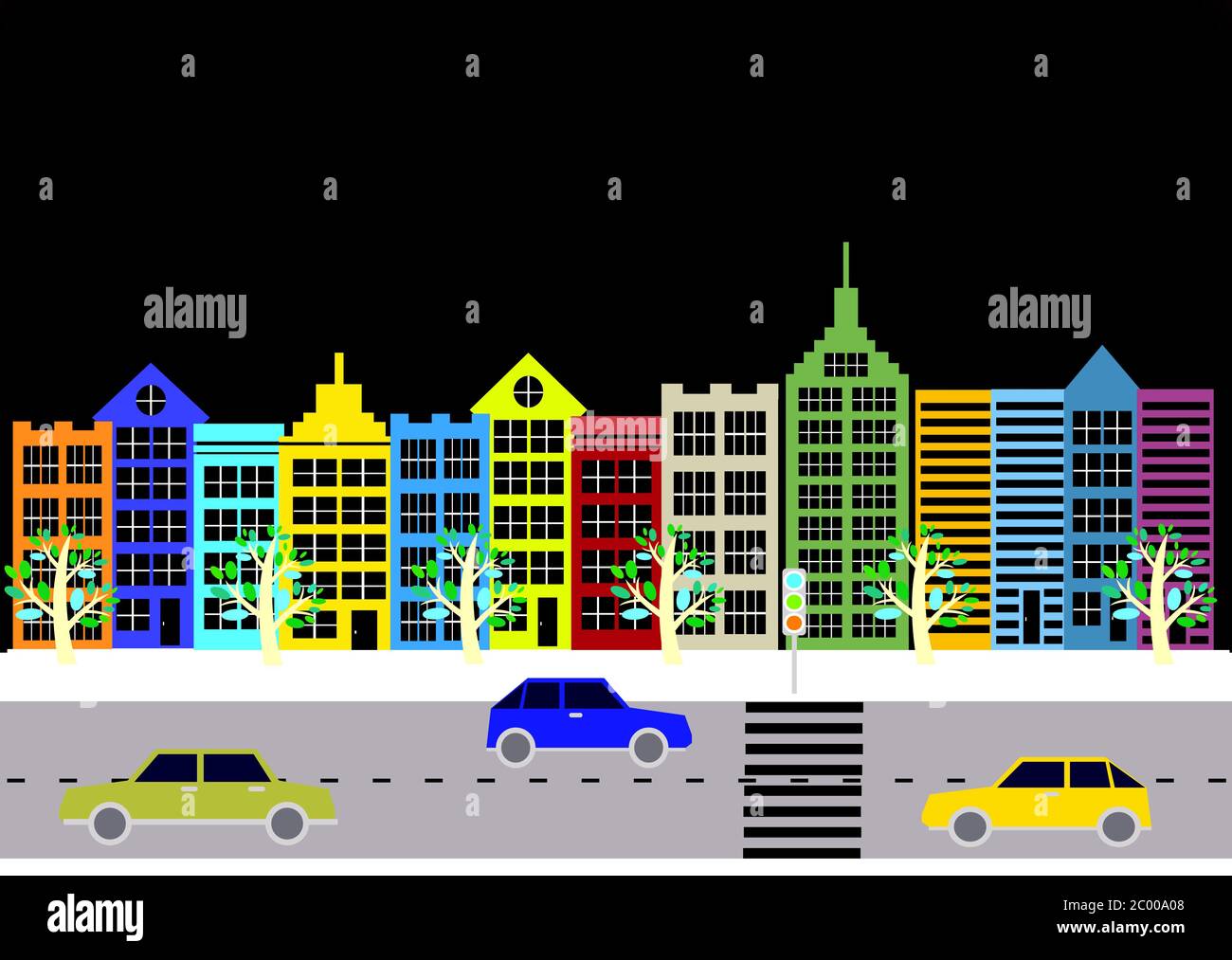 Colorful Cityscape Town city building design Stock Photo - Alamy